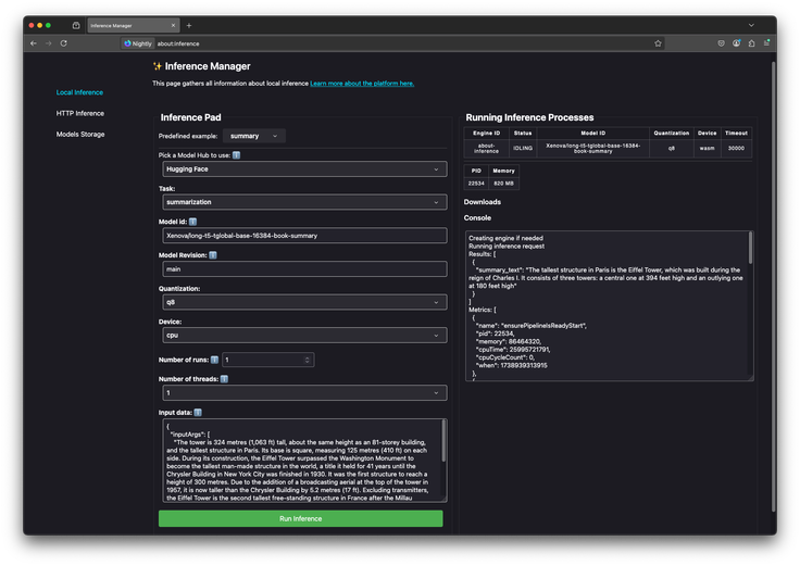 Playing with AI inference in Firefox Web extensions